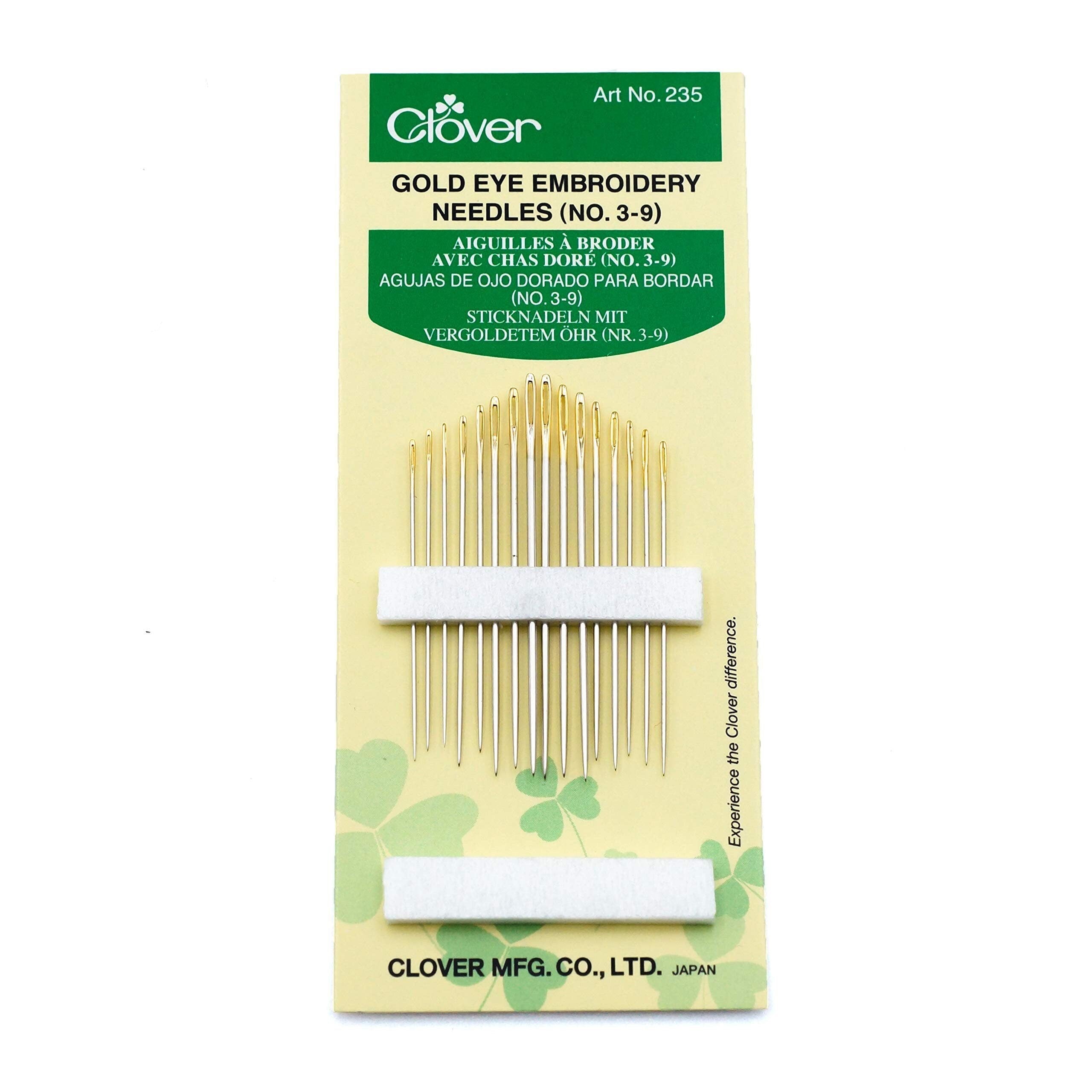 Clover Gold Eye Embroidery Needles sizes 3-9 – High Crafting
