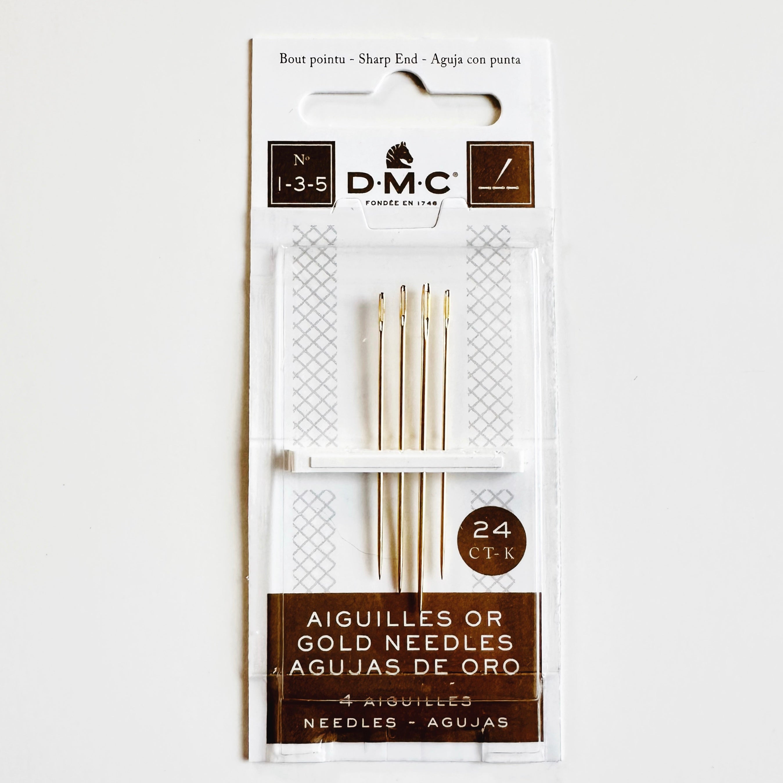 DMC 24K Gold Plated Embroidery Needles 4-pack, sizes 1-3-5 – High Crafting